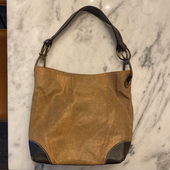 Braciano | Bags | Braciano Metallic Canvas And Leather Shoulder Bag ...